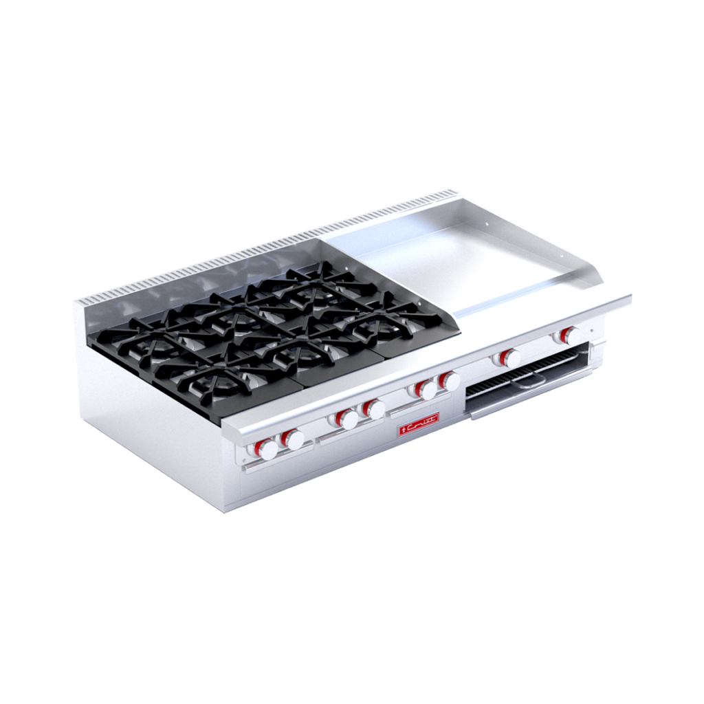 Coriat EC-6-GRILL de Mesa Máster Premium Estufa con Plancha Gratinador 6 Quemadores Gas Acero ...