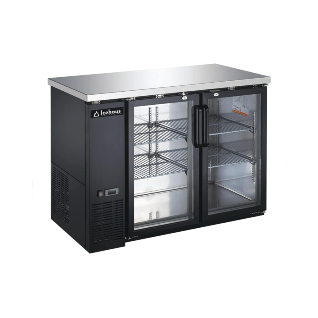 Icehaus CBR-2PC-SS-02 Refrigerador Contra Barra 2 Puertas Cristal Acero Inoxidable 124 Cm ...