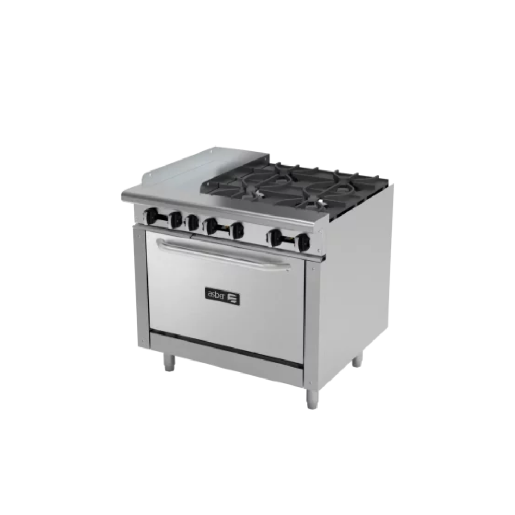 Asber AEMR-G12-B4-36 Estufa Combinada Con Parrilla, Plancha Y Horno A ...