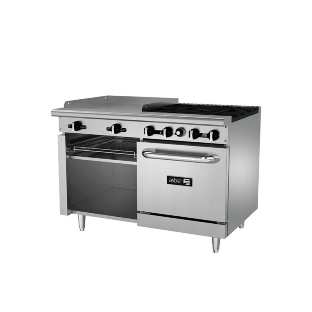 Asber AEMR-G24-B4-48-H Estufa Combinada Con Parrilla, Plancha Y Horno A ...