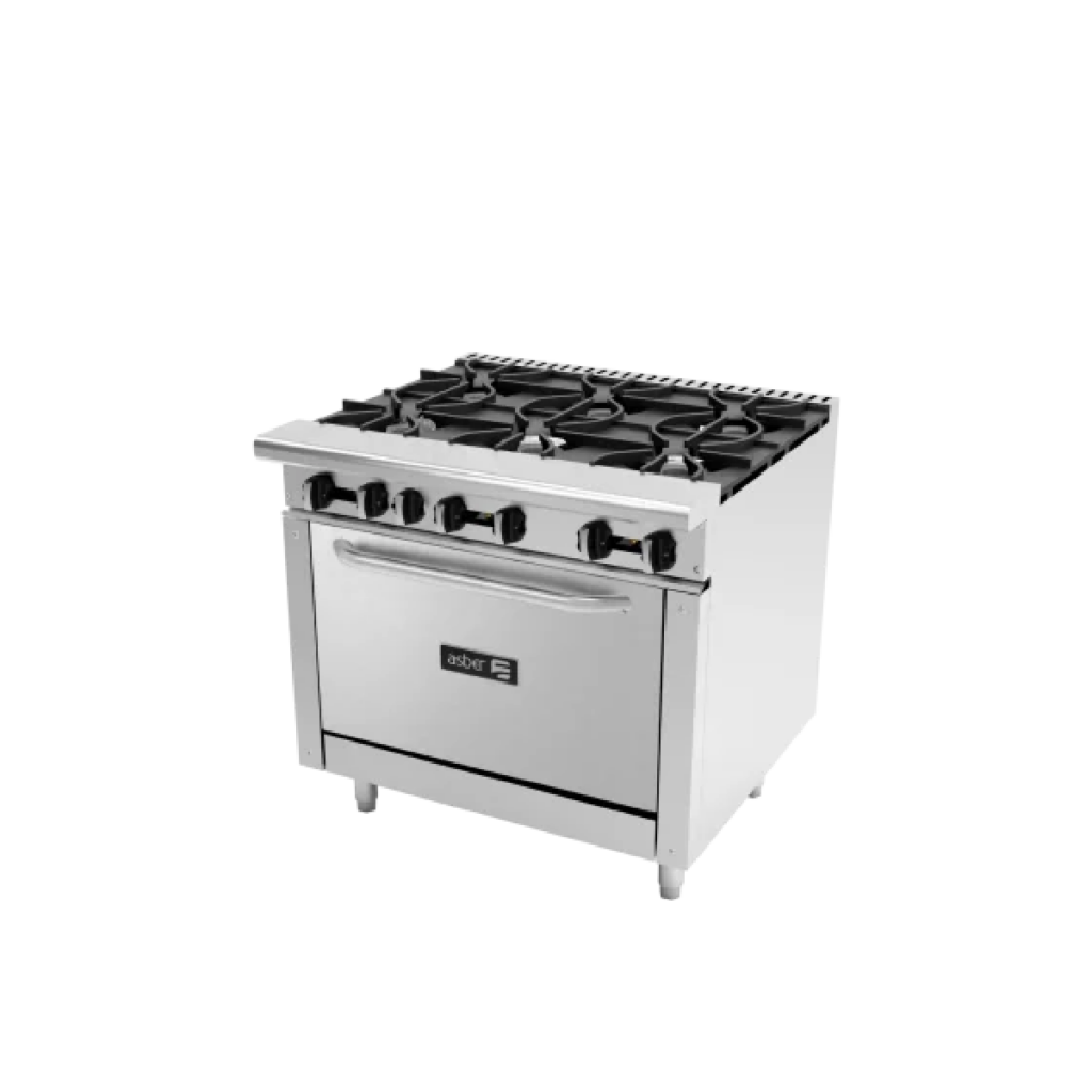 Asber AER-6-36 Estufa Con Parrilla Y Horno A Gas De 6 Fuegos Abiertos ...