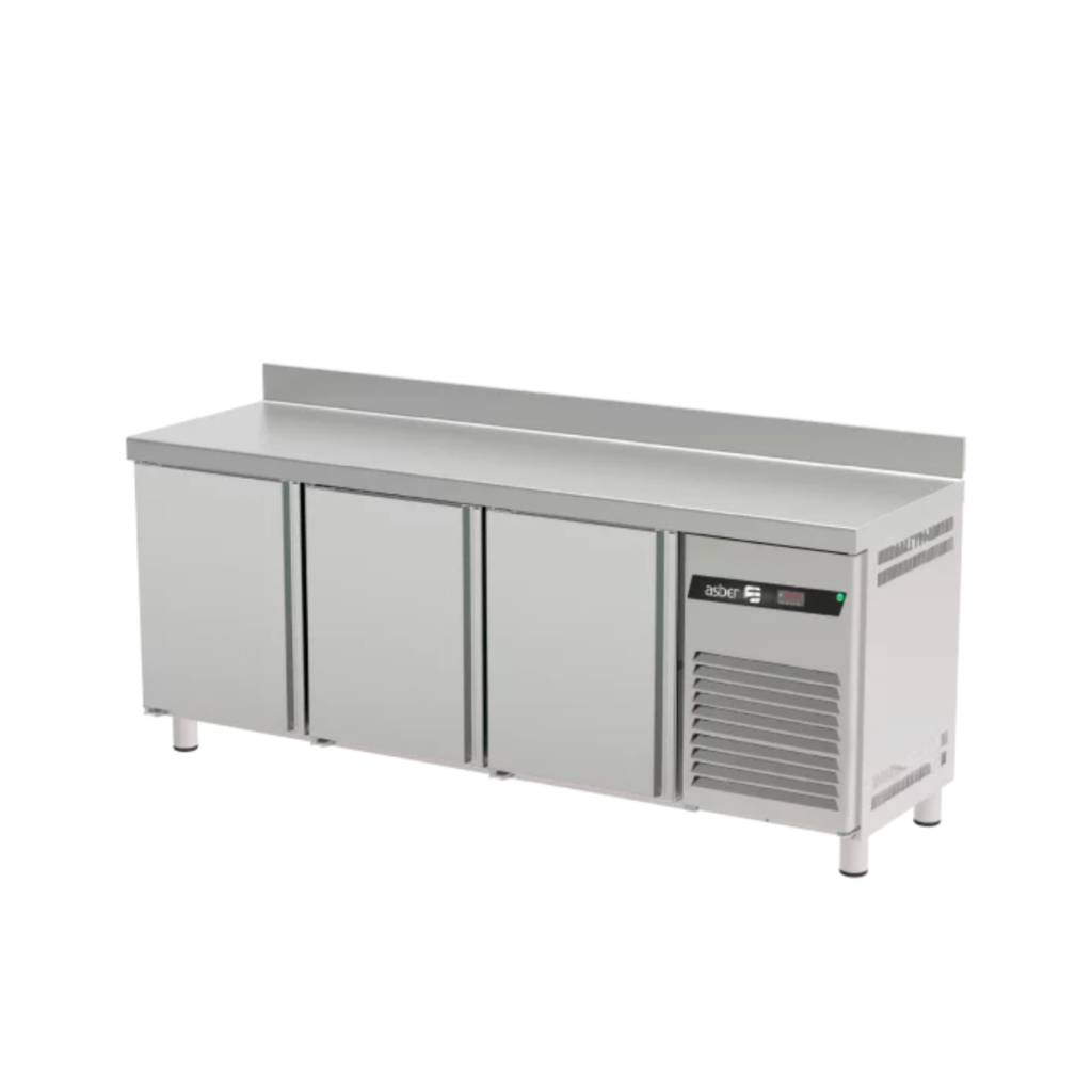 Asber ASTF-79 HC Mesa de Trabajo Congelada 3 Puertas Sólidas Acero ...