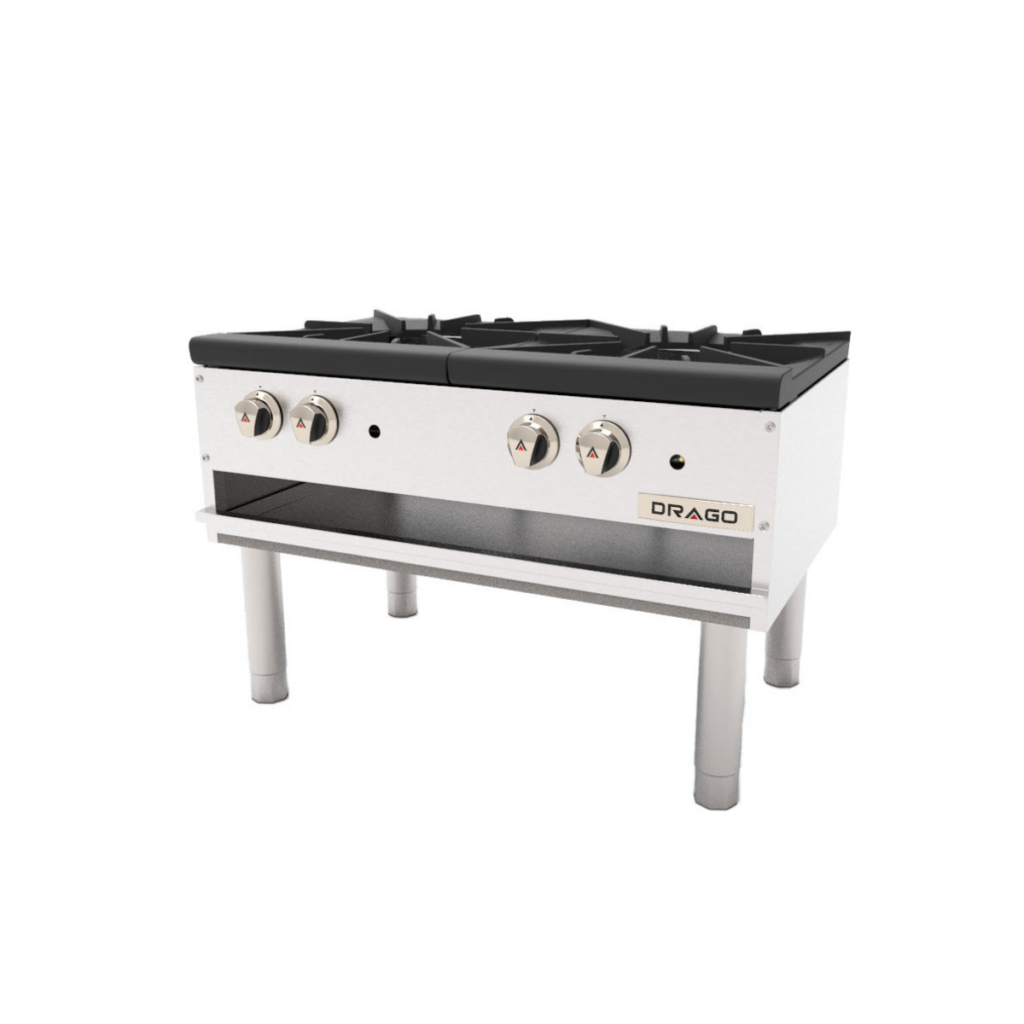Drago GNFO-02-HSH Estufón 2 Secciones 4 Quemadores Horizontal Patas ...
